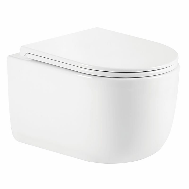 Унитаз подвесной Azario SERENATA AZ-5101T-WHT белый, безободковый, с крышкой микролифт, слив торнадо