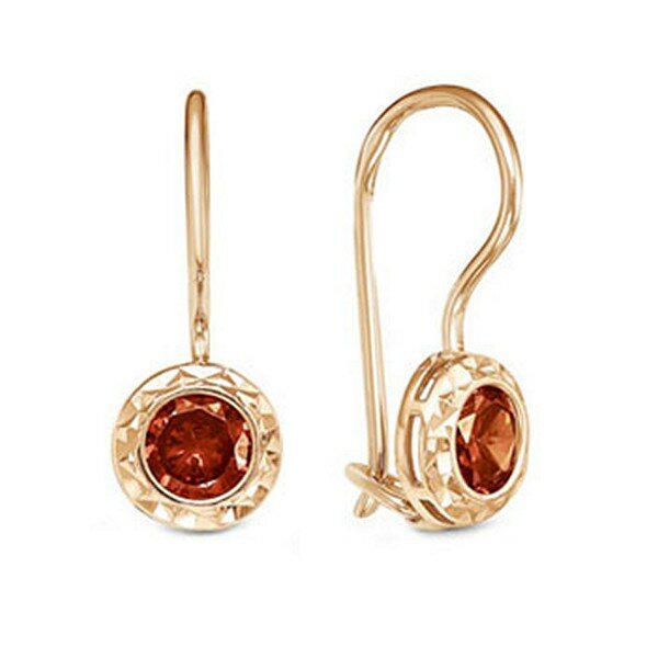 Серьги, красное золото, 585 проба, фианит