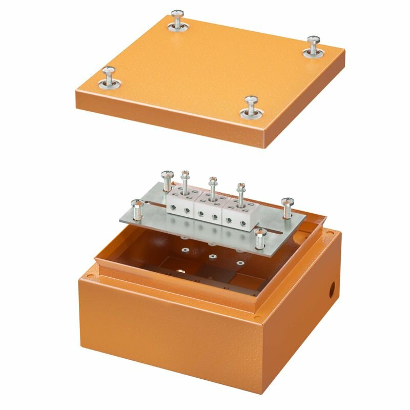 Коробка ответвительная FS 150х150х80мм 6р 450В 6А 4кв. мм с гладкими стенками и клеммн. IP66 сталь. DKC FSB30604