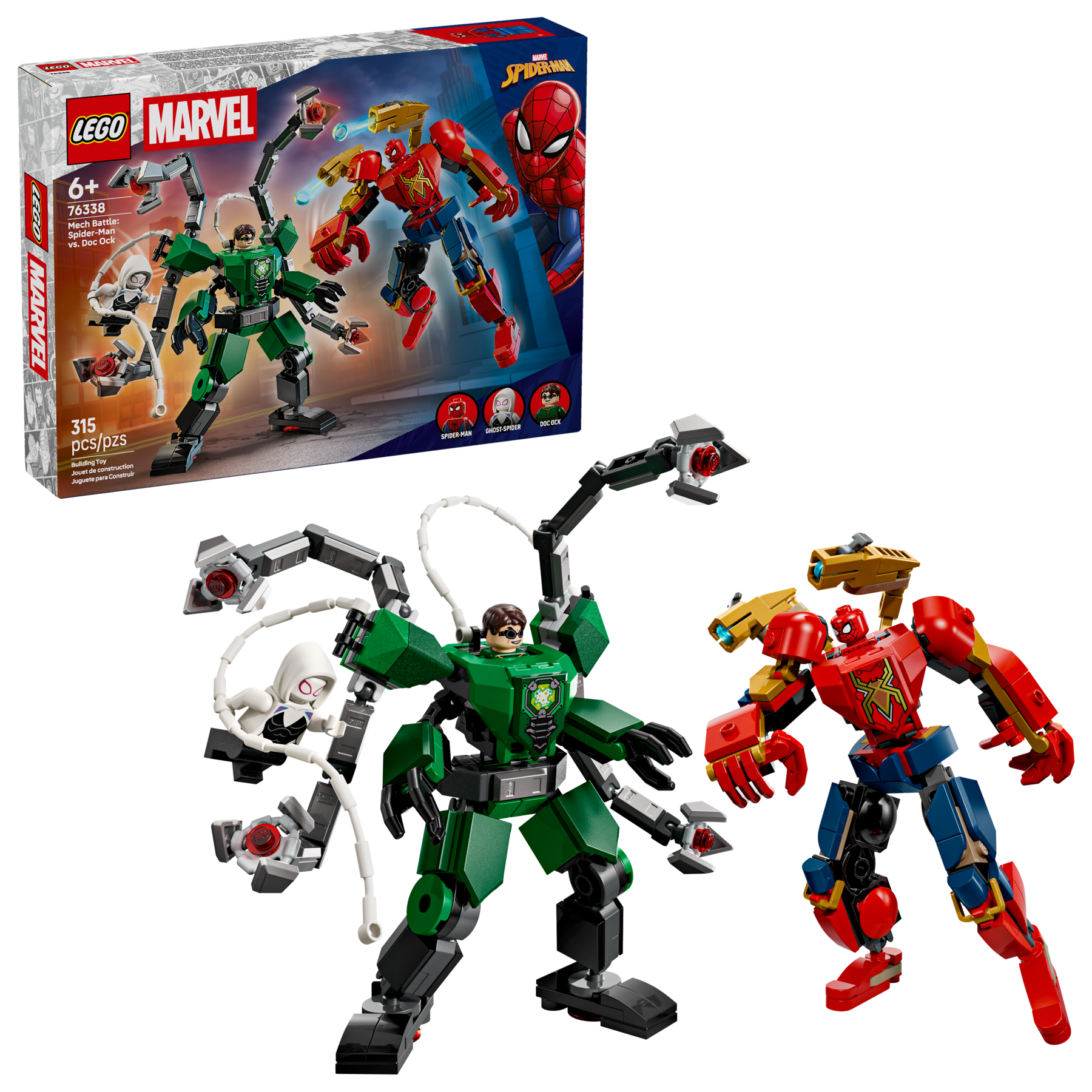 Конструктор LEGO Marvel Битва мехов Человек-паук против Доктора Октавиуса 76338, 315 детали, от 6 лет