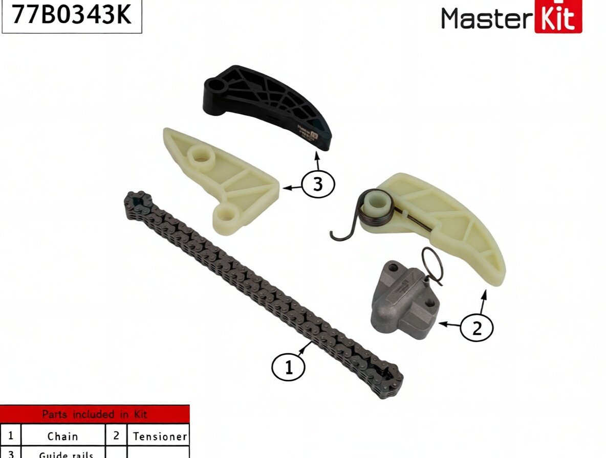 Комплект цепи масляного насоса HYUNDAI/KIA 2.0 G4KD 77B0343K MasterKit арт. 77B0343K