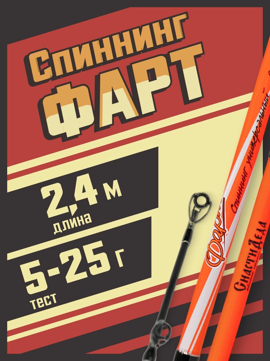 Спиннинг "Снасти Деда Фарт" тест 5-25гр 2.4м (2 секции)