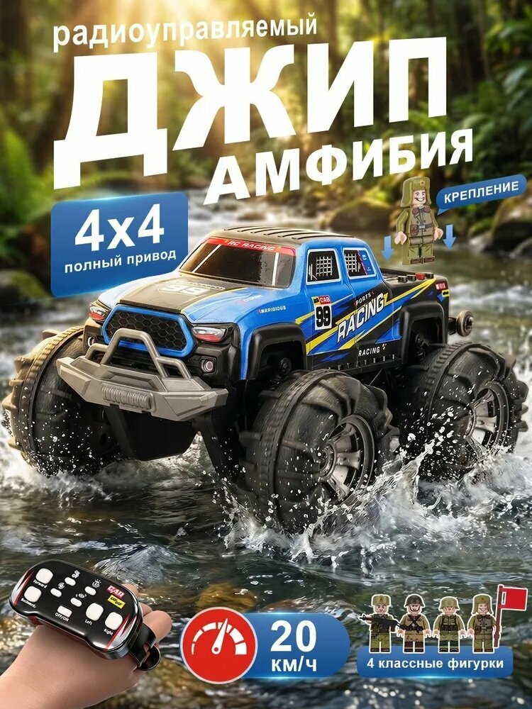 Радиоуправляемая машина "Вездеход", 4WD, 360°, для мальчика, синий, лазурный