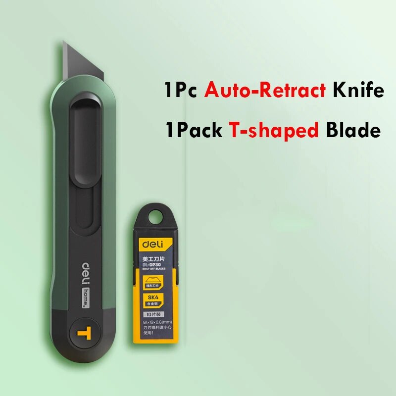 Нож Deli с авто-закрытием, зеленый, 1Blade
