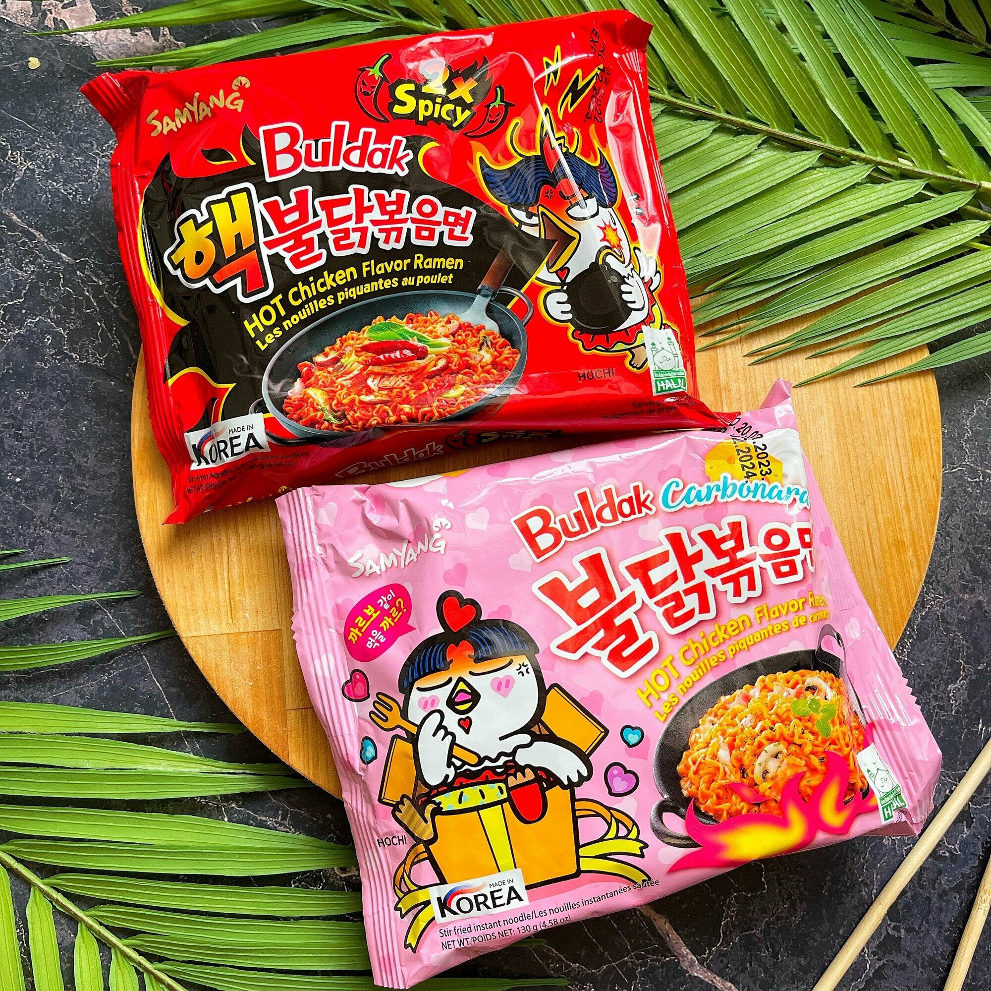 Корейская лапша быстрого приготовления SAMYANG Карбонара и 2x spicy, 2шт