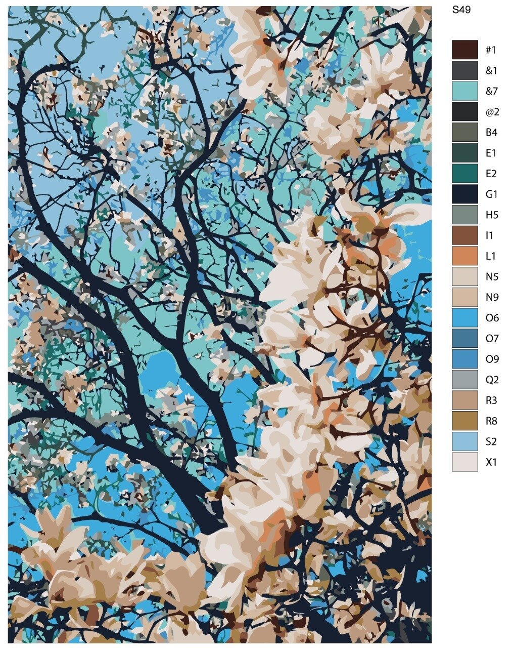 Картина по номерам S49 "Цветущая сакура" 60x90