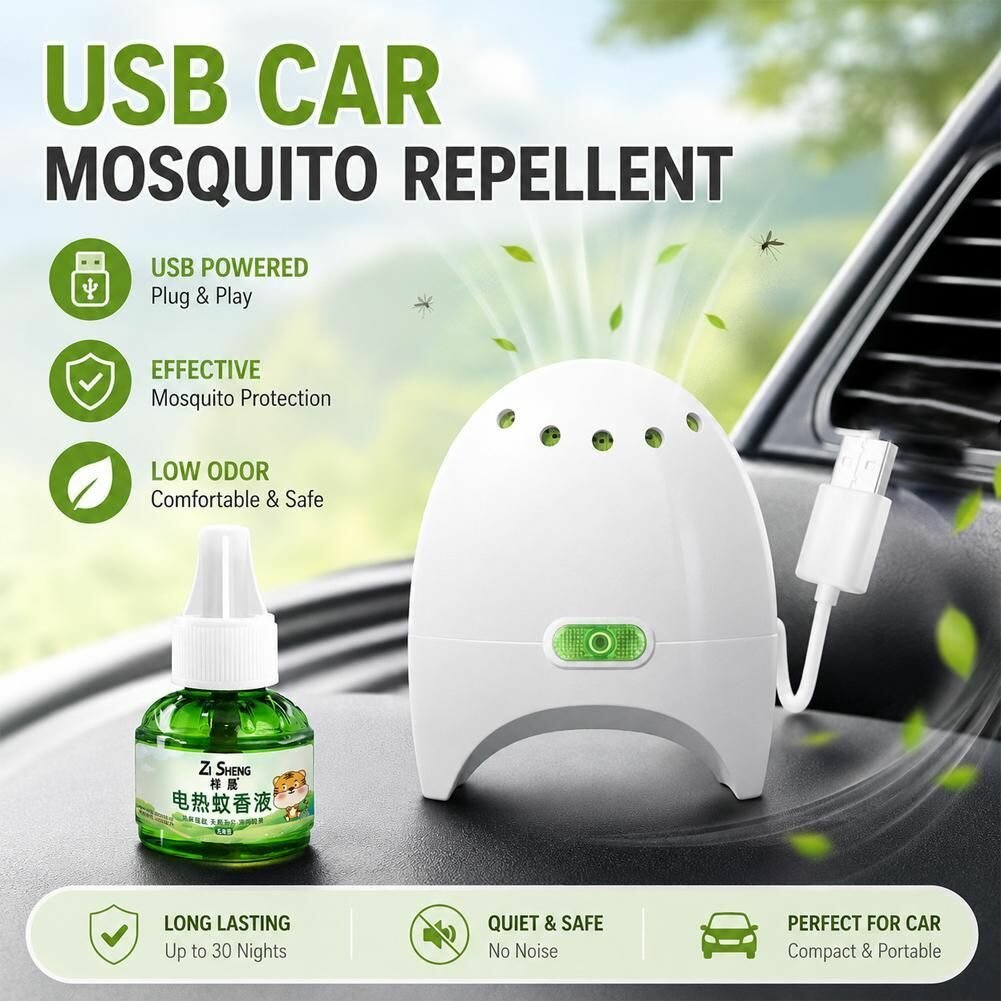Автомобильный электрический отпугиватель комаров с USB-подключением, постоянный и равномерный нагрев для испарения.