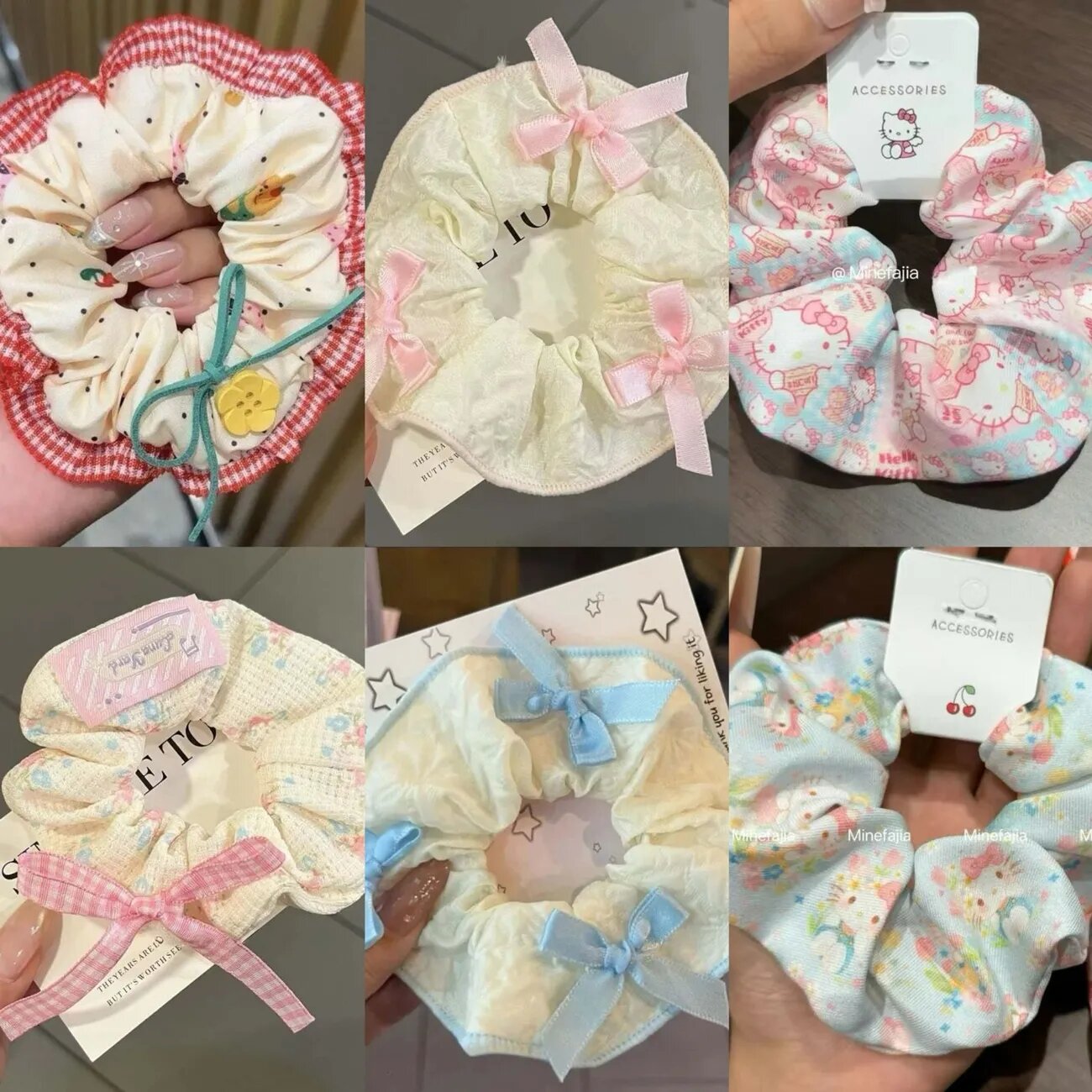 Милые сетки для волос "Hello Kitty" с бантиками, 6 штук, для девочек