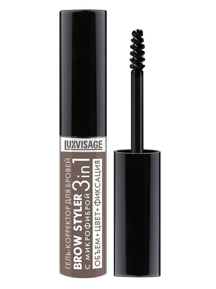 Гель-корректор для бровей с микрофиброй LUXVISAGE BROW STYLER 3 in 1