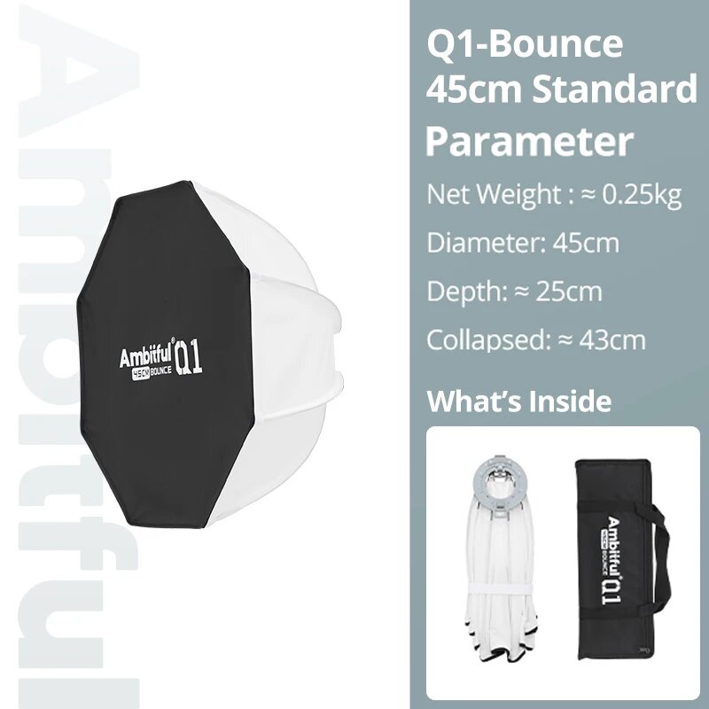 AMBITFUL Quick-setup Q1 набор софтбоксов для Godox ML100/ML150/AD300PRO GODOX Mount, 45cm Bounce