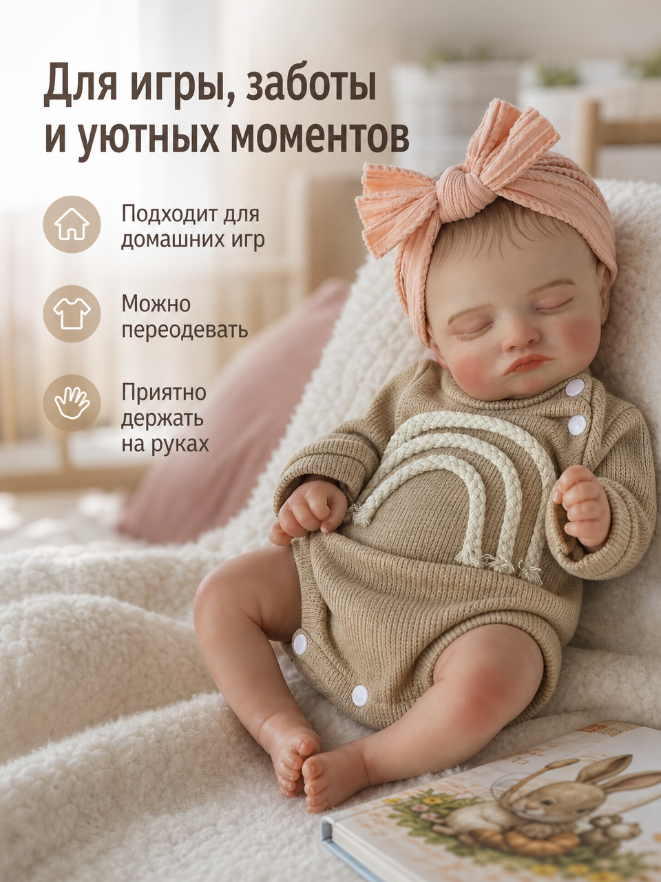 Реалистичная кукла реборн 47 см, винил-силикон, пупс для девочек — фото 1