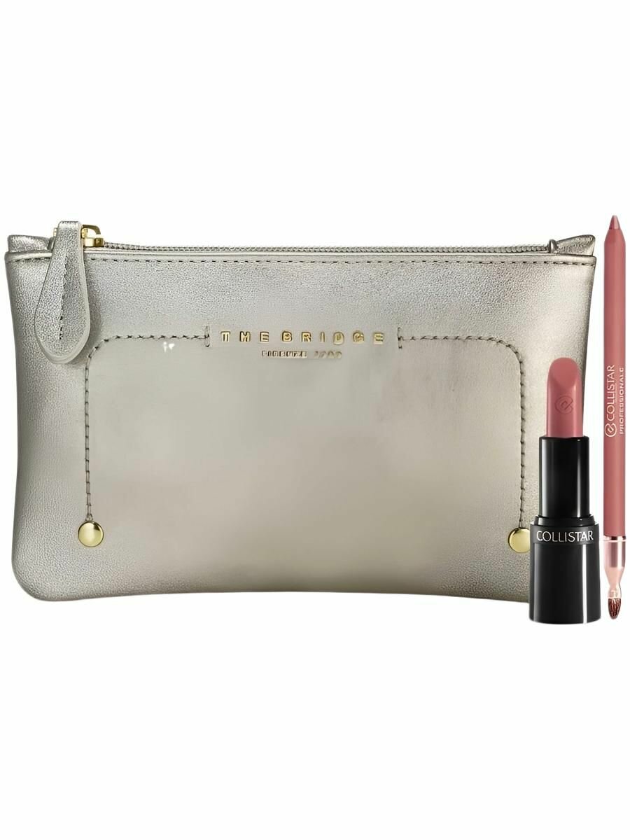 Набор Collistar : Помада для губ PURO, № 101 Blooming Almond + карандаш для губ № 08 Rosa Cameo + косметичка, 1,2 мл