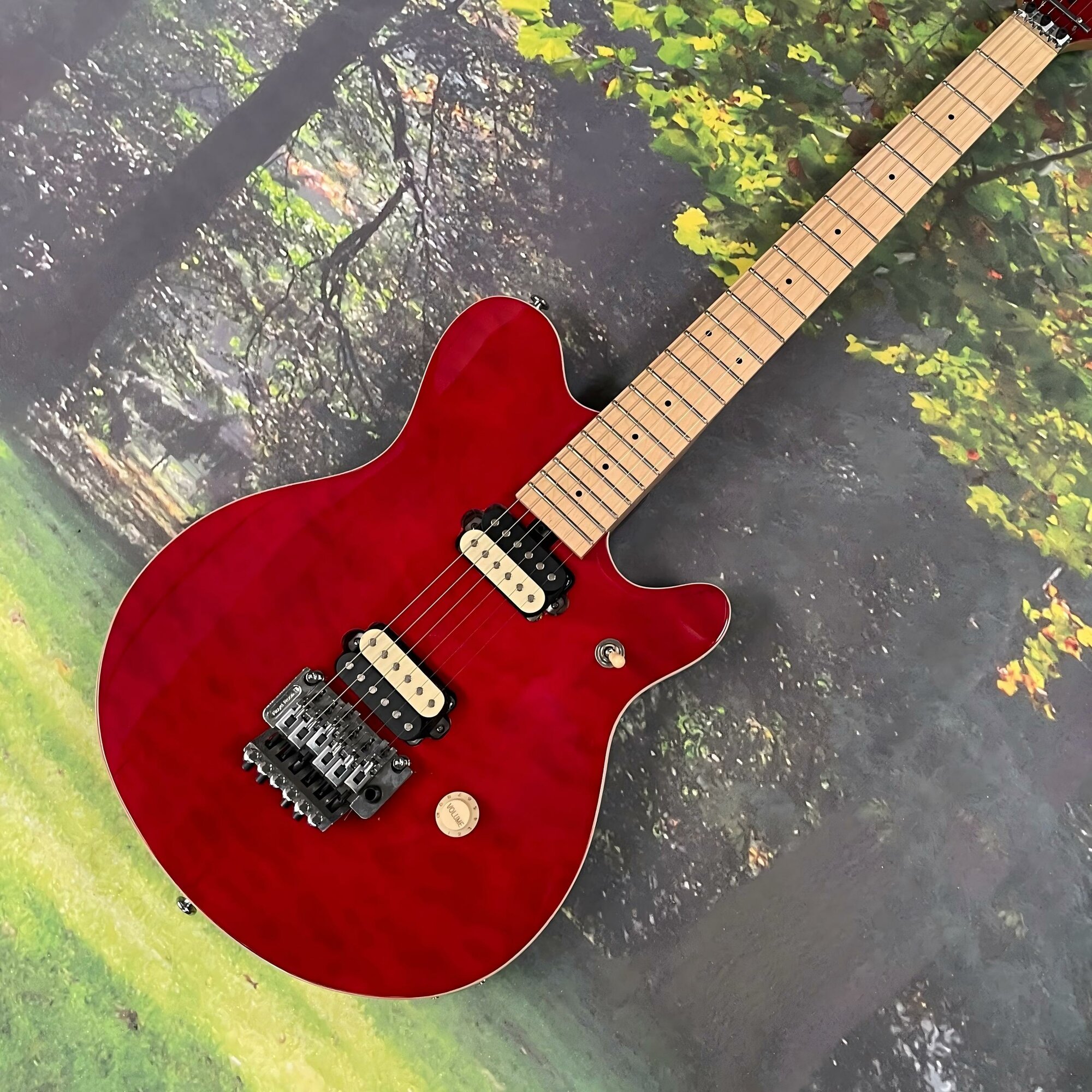 Электрогитара красное дерево кленовый гриф HH Floyd Rose тремоло 1+1