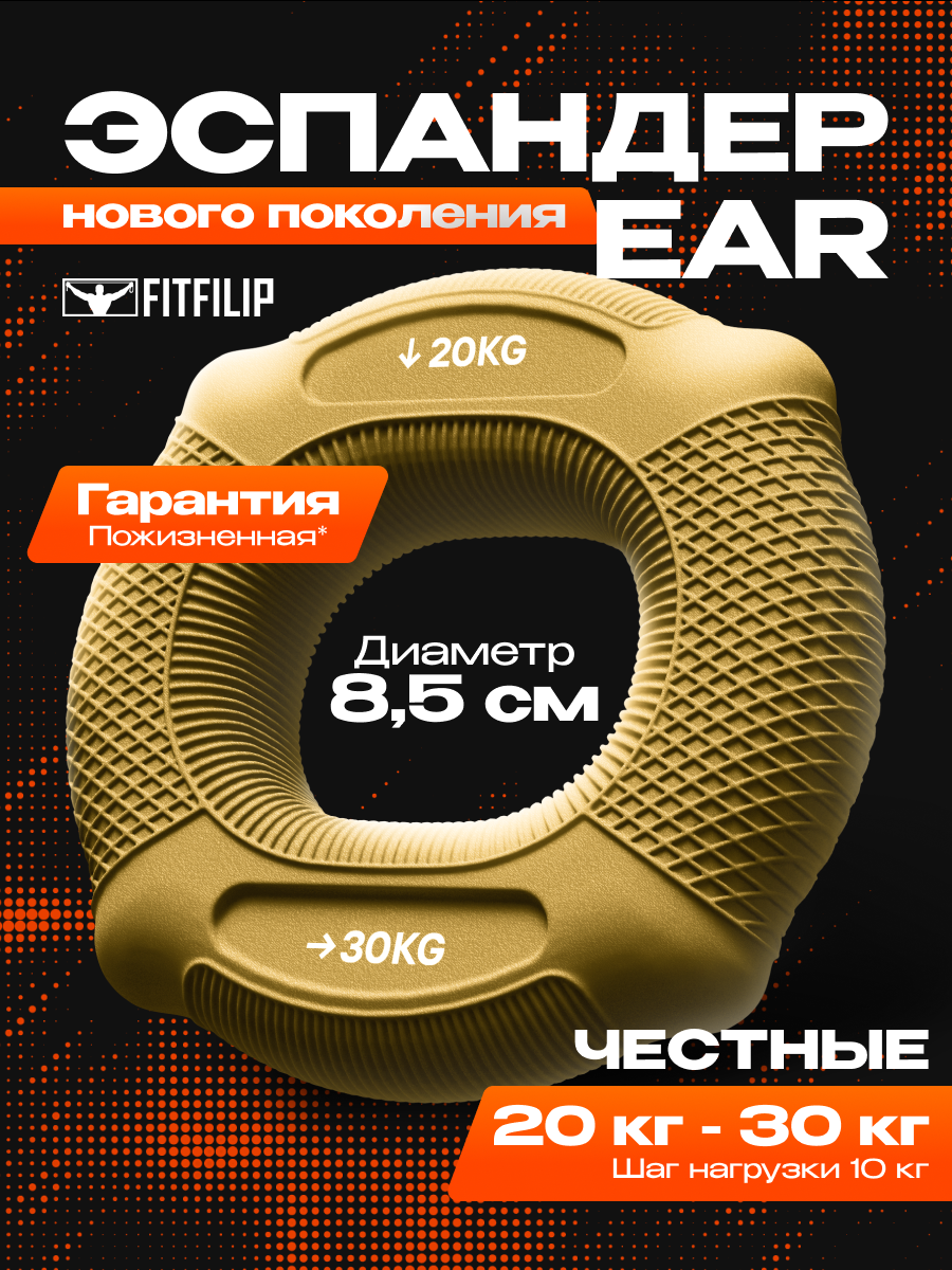 Нагрузка - 20кг - 30кг эспандер кистевой FITFILIP, модель EAR