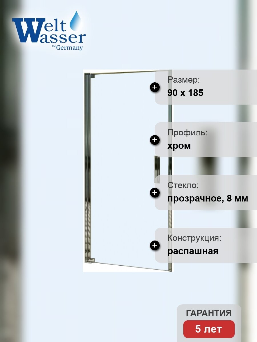 Душевая дверь в нишу Weltwasser WW600 600K1-90 10000002732