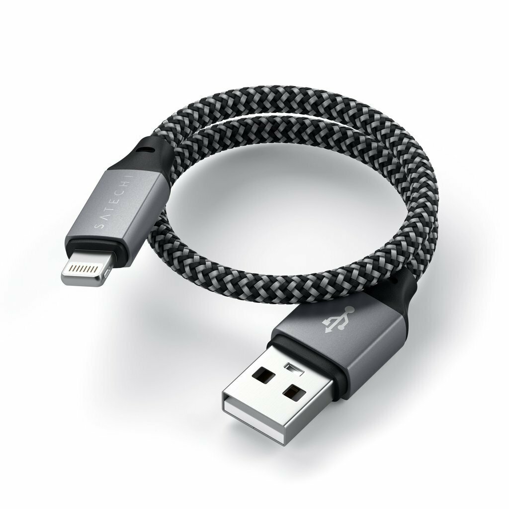 Зарядный кабель Satechi Lightning/USB-A (0,25 м, 15 Вт; MFi) Серый космос / Space Gray