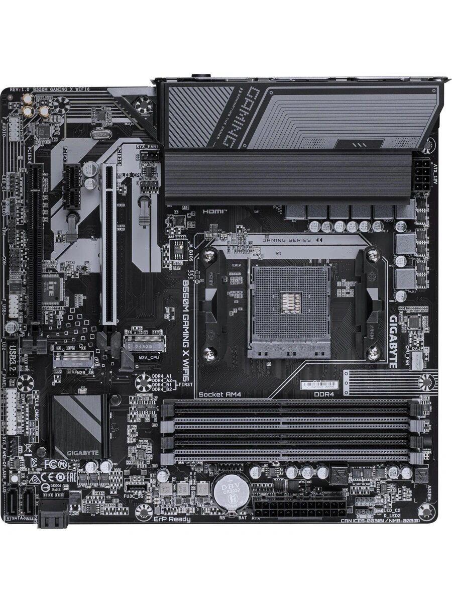 Материнская плата Gigabyte B550M GAMING X WIFI6, Socket AM4, AMD B550, mATX, DDR4, Ret