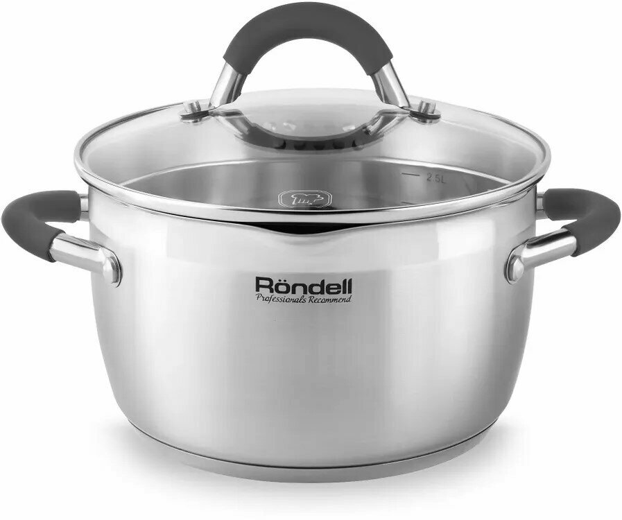 Кастрюля Rondell Flamme RDS-025, 5,7 л, d 24 см, с крышкой, нержавеющая сталь