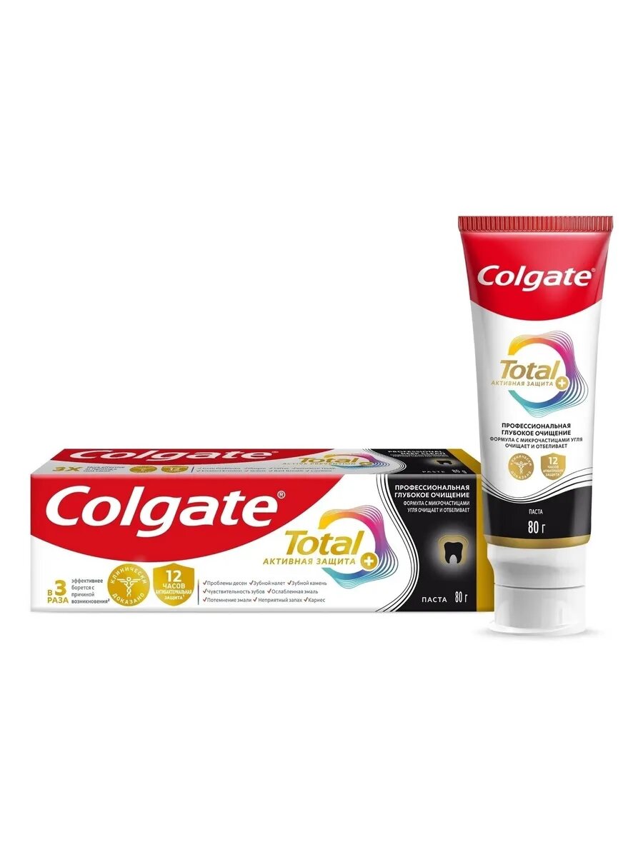 Зубная паста Colgate Total 12 Глубокое очищение древесный уг