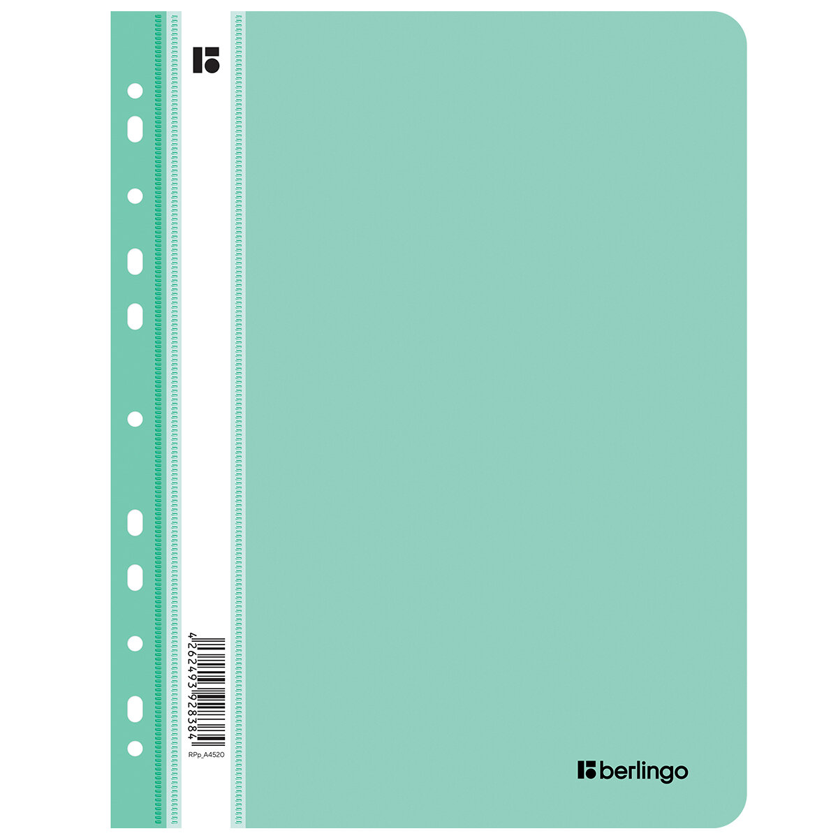 Папка-скоросшиватель пластик. перф. Berlingo "Instinct" А4, 200мкм, мятный с прозр. верхом