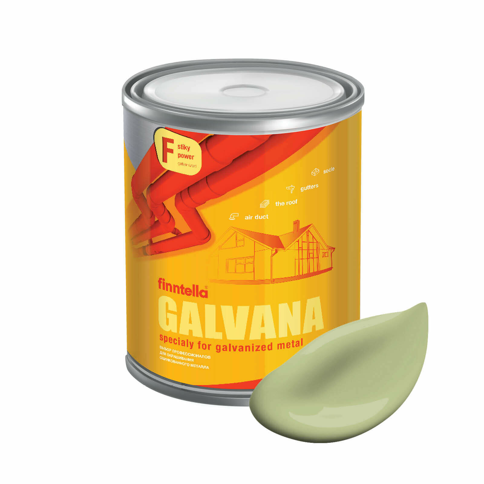 Краска GALVANA FINNTELLA Матовая, VIHREA TEE пастельно-зеленый, 0,9л