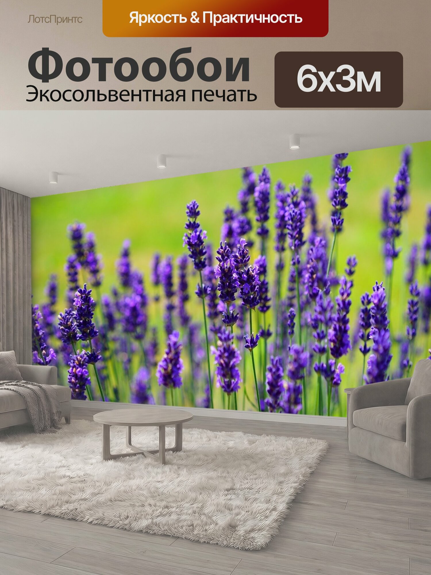 Фотообои "Лаванда, цветы, растения" 600x300 см. экосольвентная печать