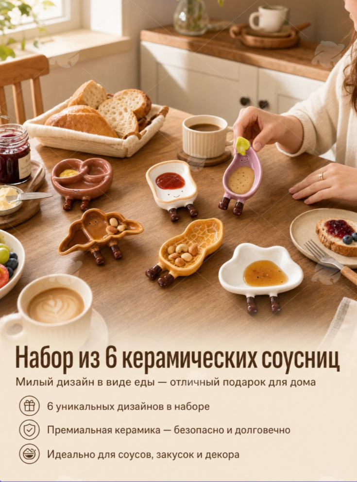 Керамическое блюдо из шести частей, блюдо для макания в форму блюда, креативная и симпатичная посуда