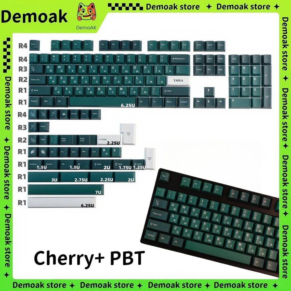 Кейкапы для механической клавиатуры Demo AK-011, OEM, PBT, EN+RU