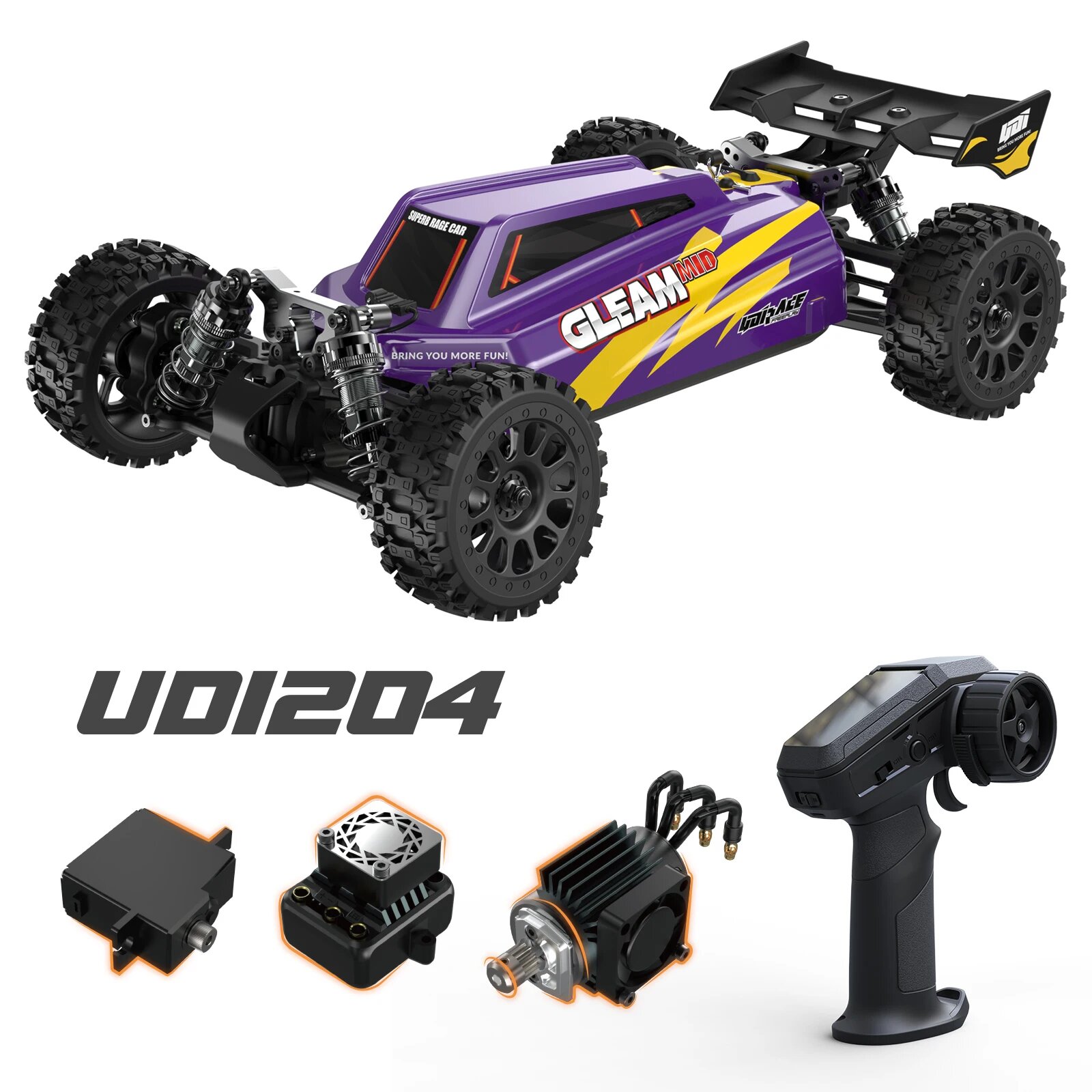 UDIRC GLEAM Камера дистанционного управления масштаба 1/12 с высокой скоростью, 4WD, для бездорожья, готовая к эксплуатации для взрослых