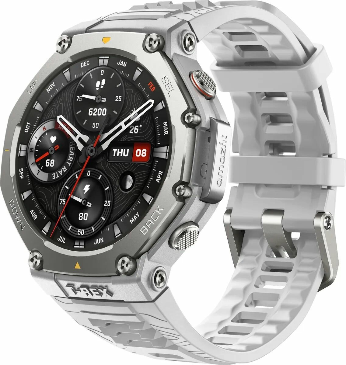 Смарт часы AMAZFIT, 48.5 мм, 1.5", цвет серебристый, (6970100377811)