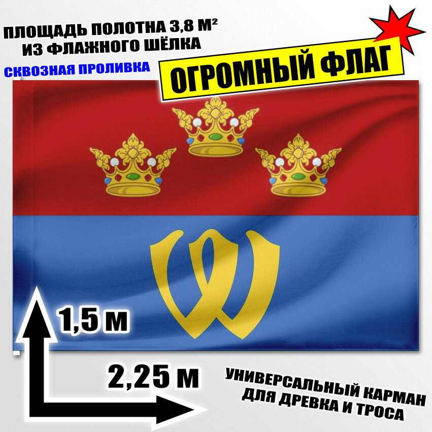 Флаг огромный Выборгского района (Ленинградская область) 225x150 см
