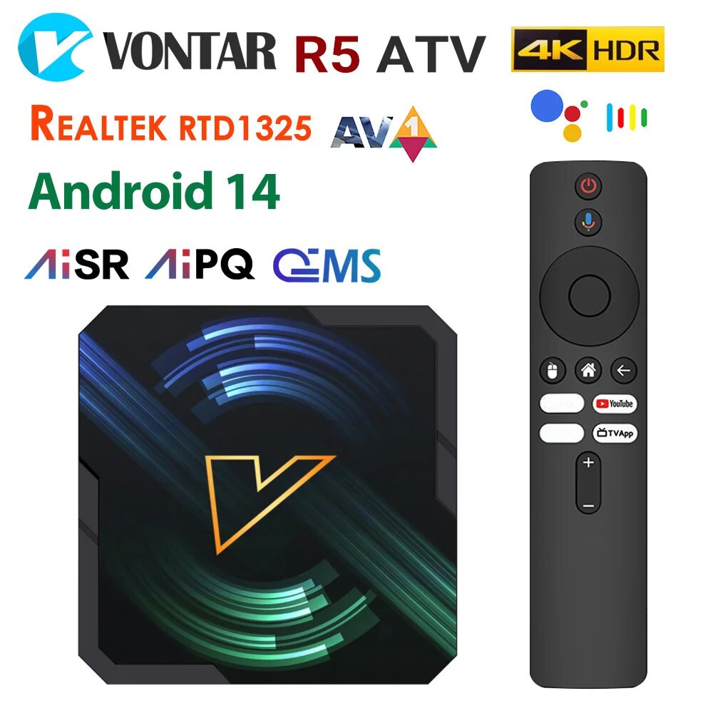 VONTAR R5 ATV Android TV Box 4K Европейская вилка (EU Plug), 2GB 16GB — фото 1