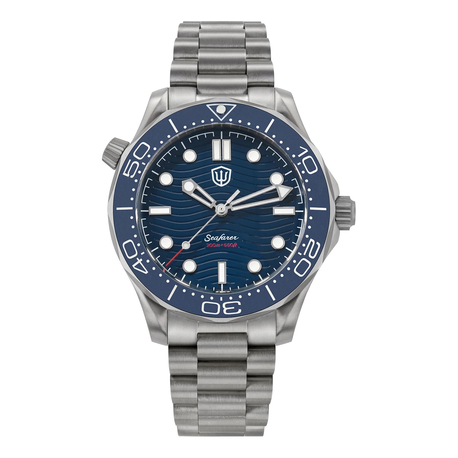 Watchdives Seafarer WD007Q V2 VH31 титановые часы для дайвинга 3Ti links Blue Wave