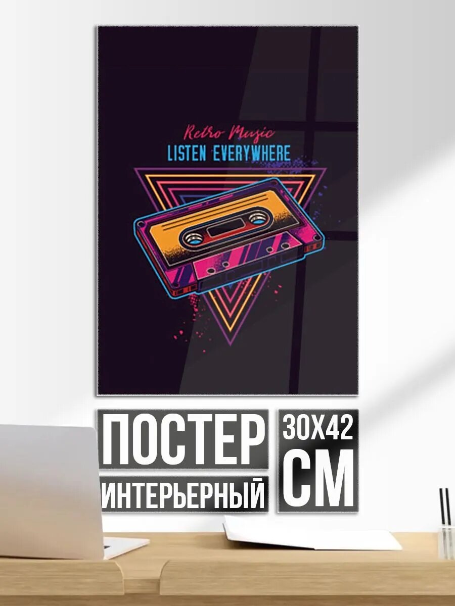 Постер на стену Ретро уузыка - кассета