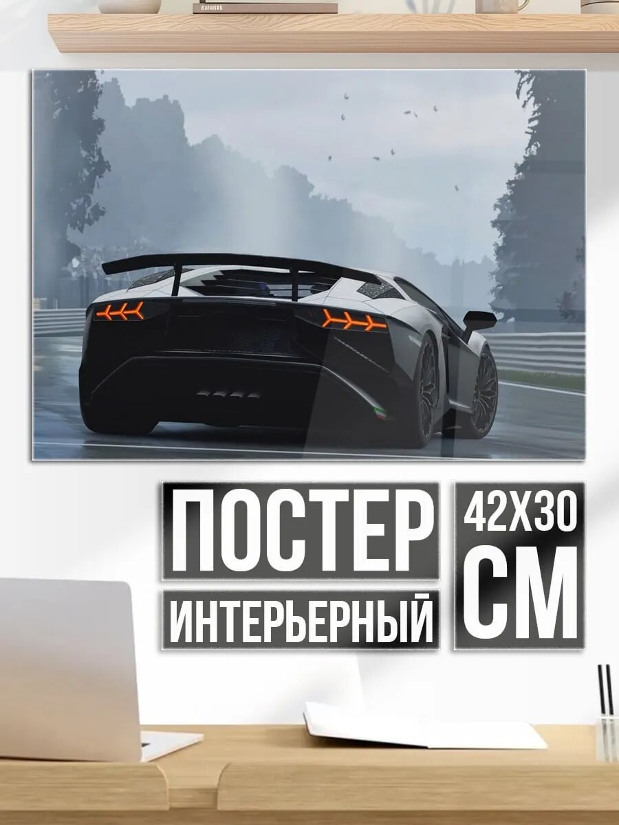 Плакат постер Спортивный автомобиль в тумане