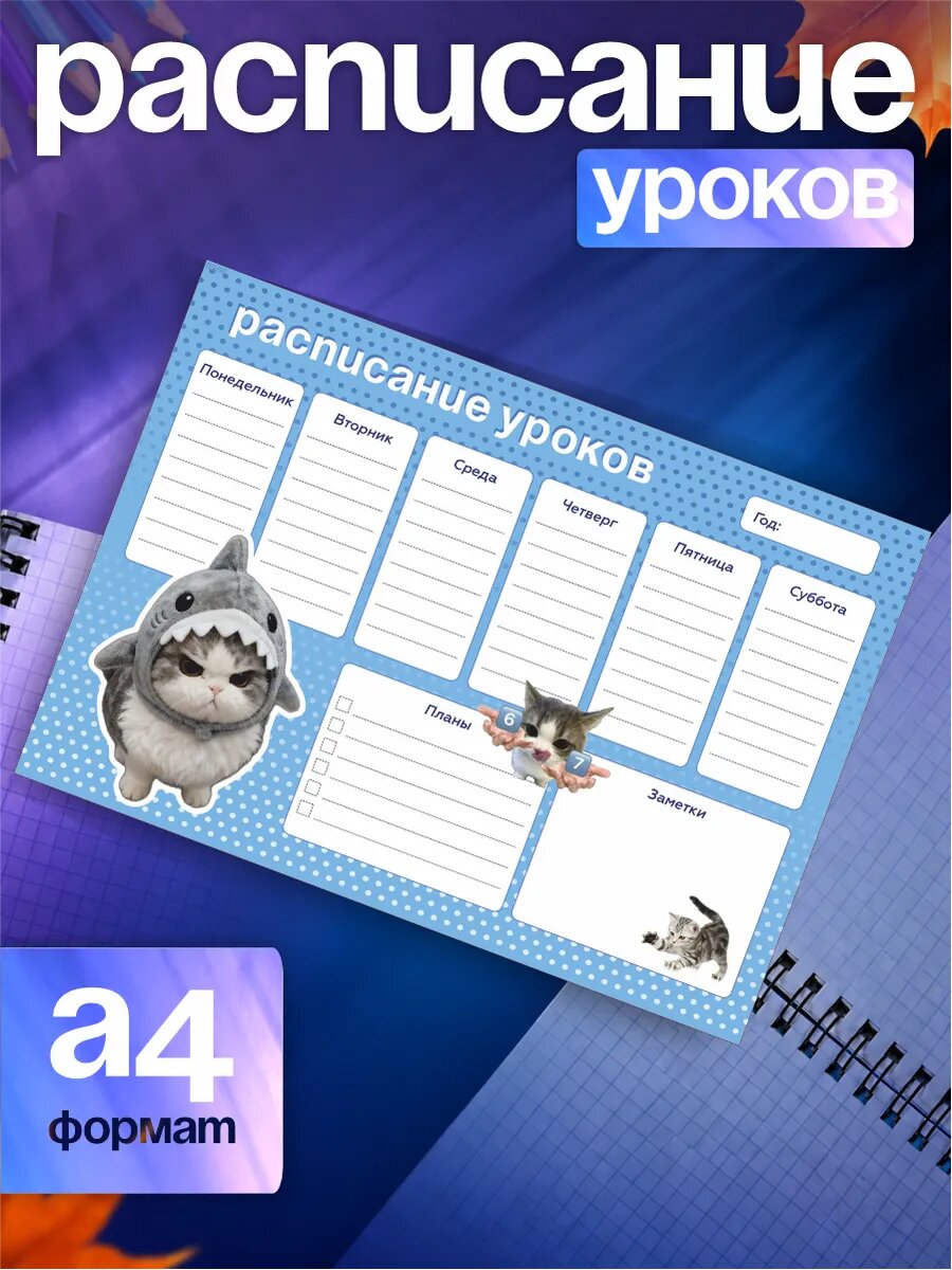 Расписание уроков канцелярия Котики