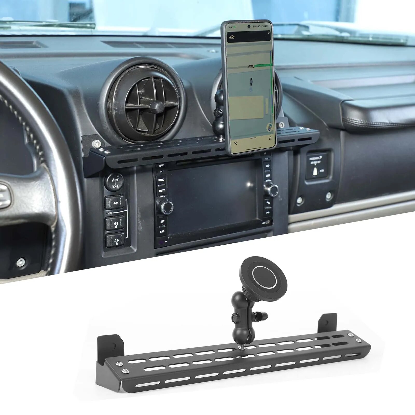 Для Hummer H2 2003-2007: Многофункциональный держатель для телефона из алюминиевого сплава на приборную панель, аксессуары для внедорожников