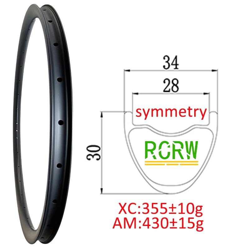 RCRW обод MTB 29er, 32H, 30mm/34mm, UD Glossy