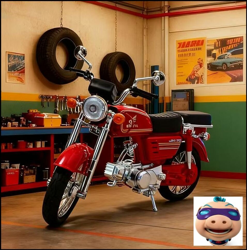 Модель мотоцикла Honda JH70 в масштабе 1/10, красный металлический коллекционный образец с фарами