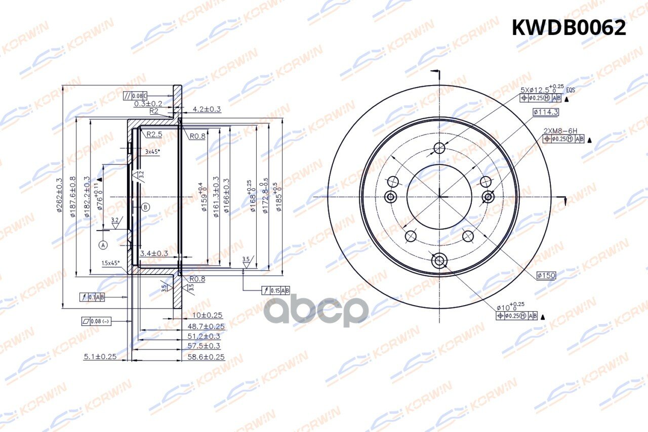 Диск с покрытием задний KIA SOUL 09- KORWIN арт. KWDB0062