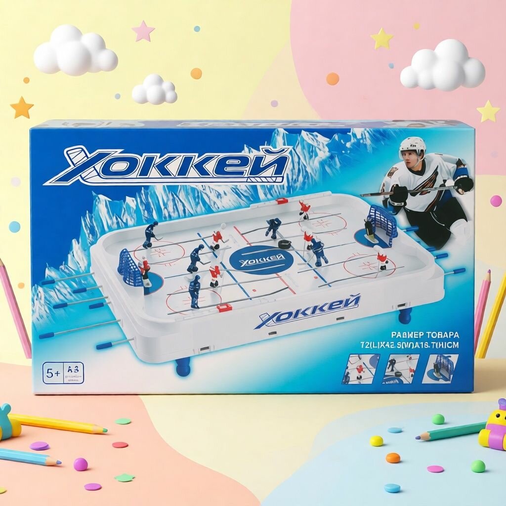 Игра настольная "Хоккей" 72x42см, от 3 лет, пластик, комплект.