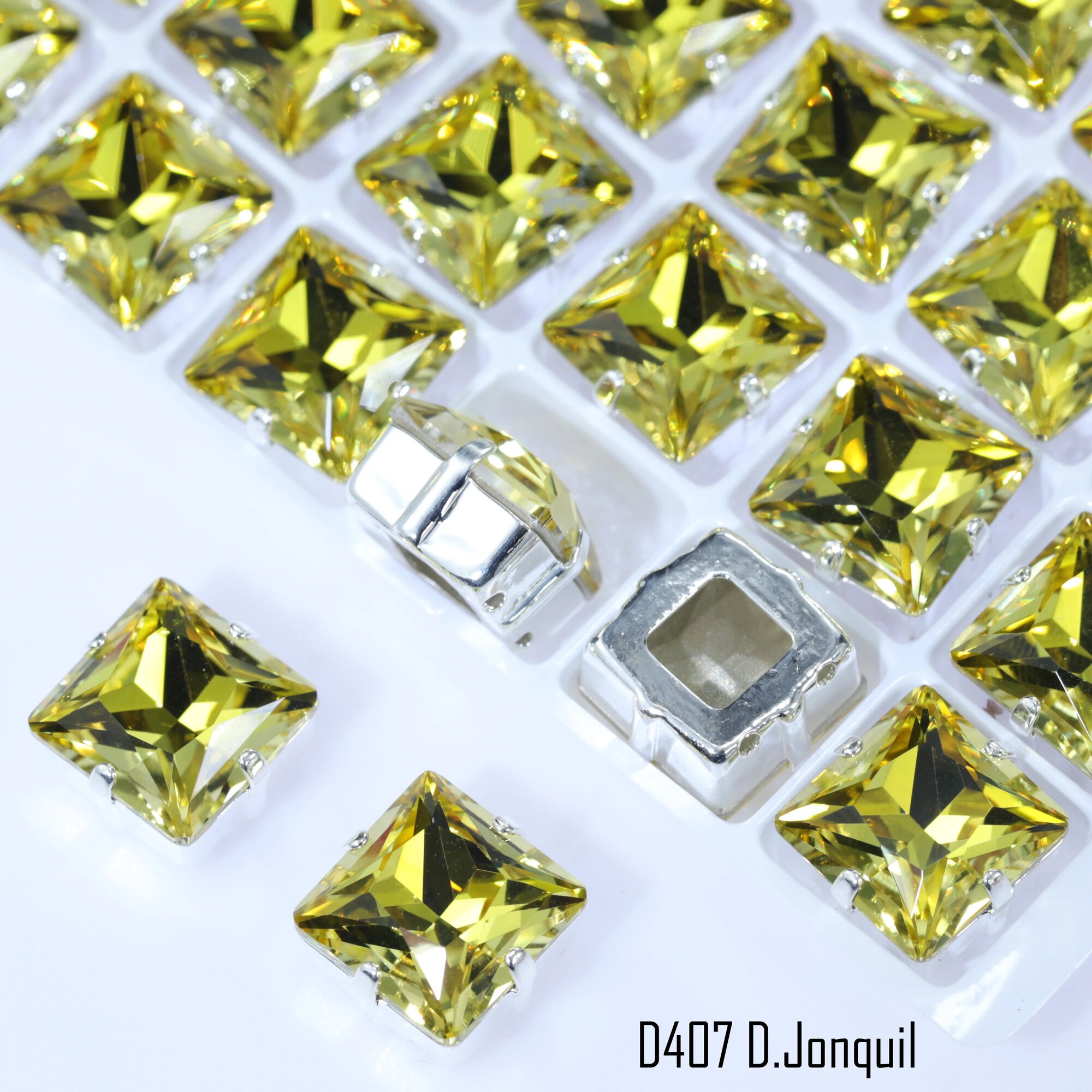 Квадратные стразы для рукоделия Sliver Claw, 45Pcs 10mm, D407 D.Jonquil