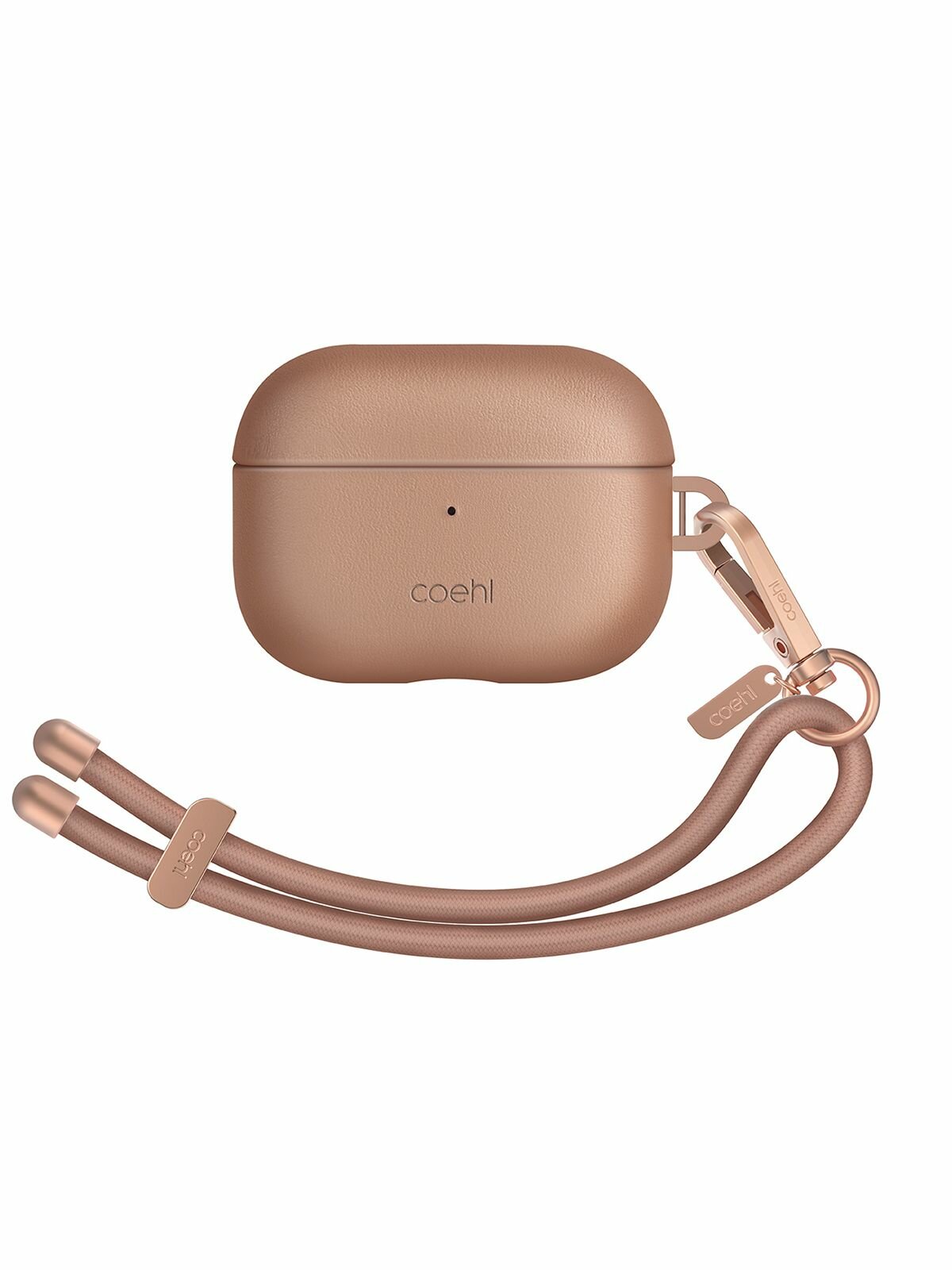 Чехол Uniq COEHL Haven для беспроводных наушников Apple Airpods Pro 2 / на Эпл Аирподс Про 2 из экокожи с карабином и шнурком, темно-бежевый