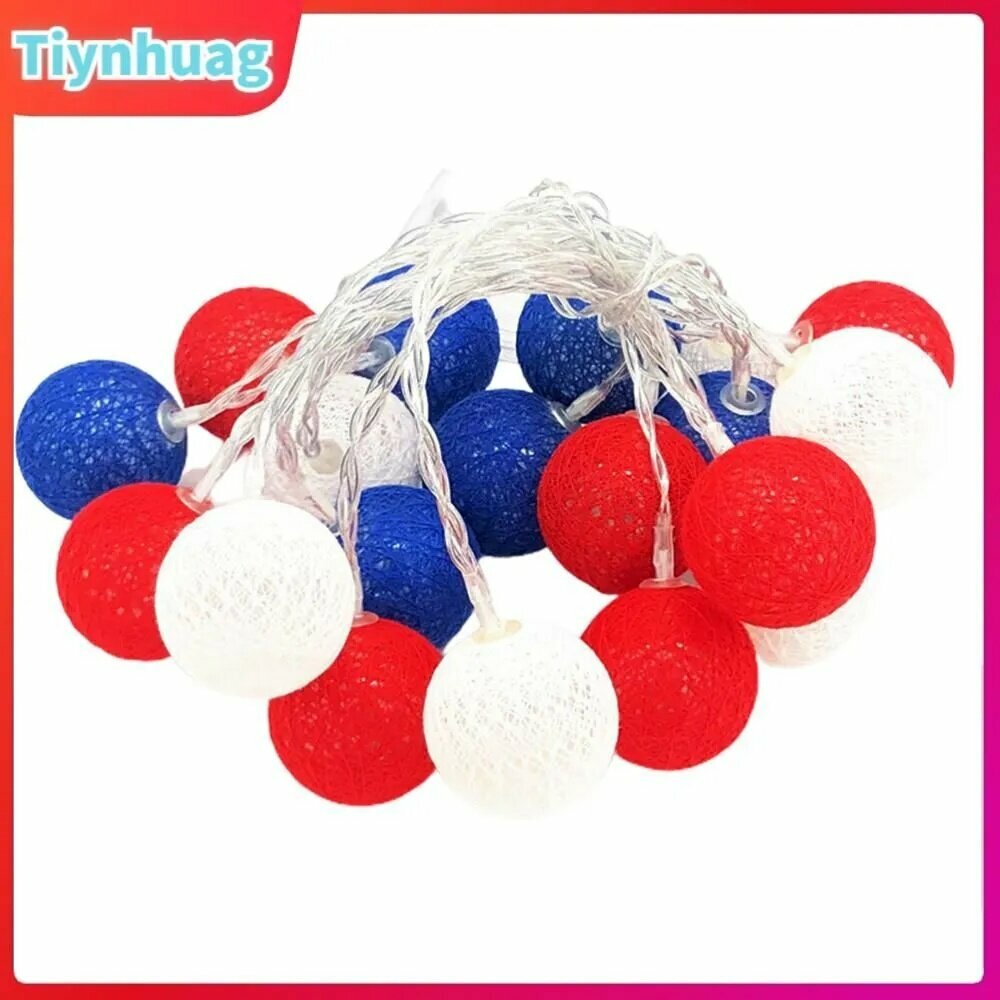 Independence Day String Lights, 20 светодиодов с красно-бело-синими шарами для украшения уличных и домашних пространств Чжэнбай