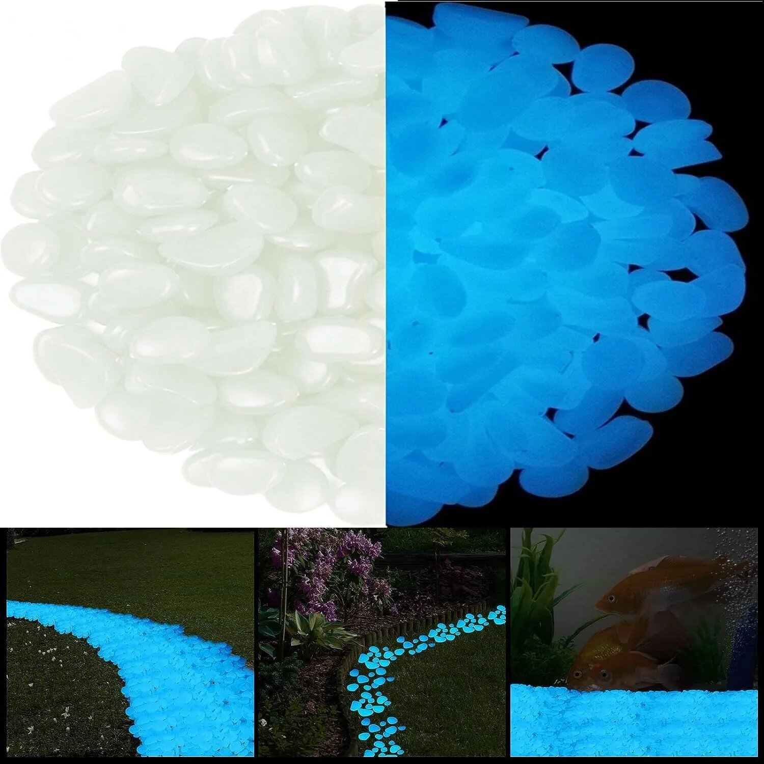 Светящиеся камни для сада 100PCS, WHITE