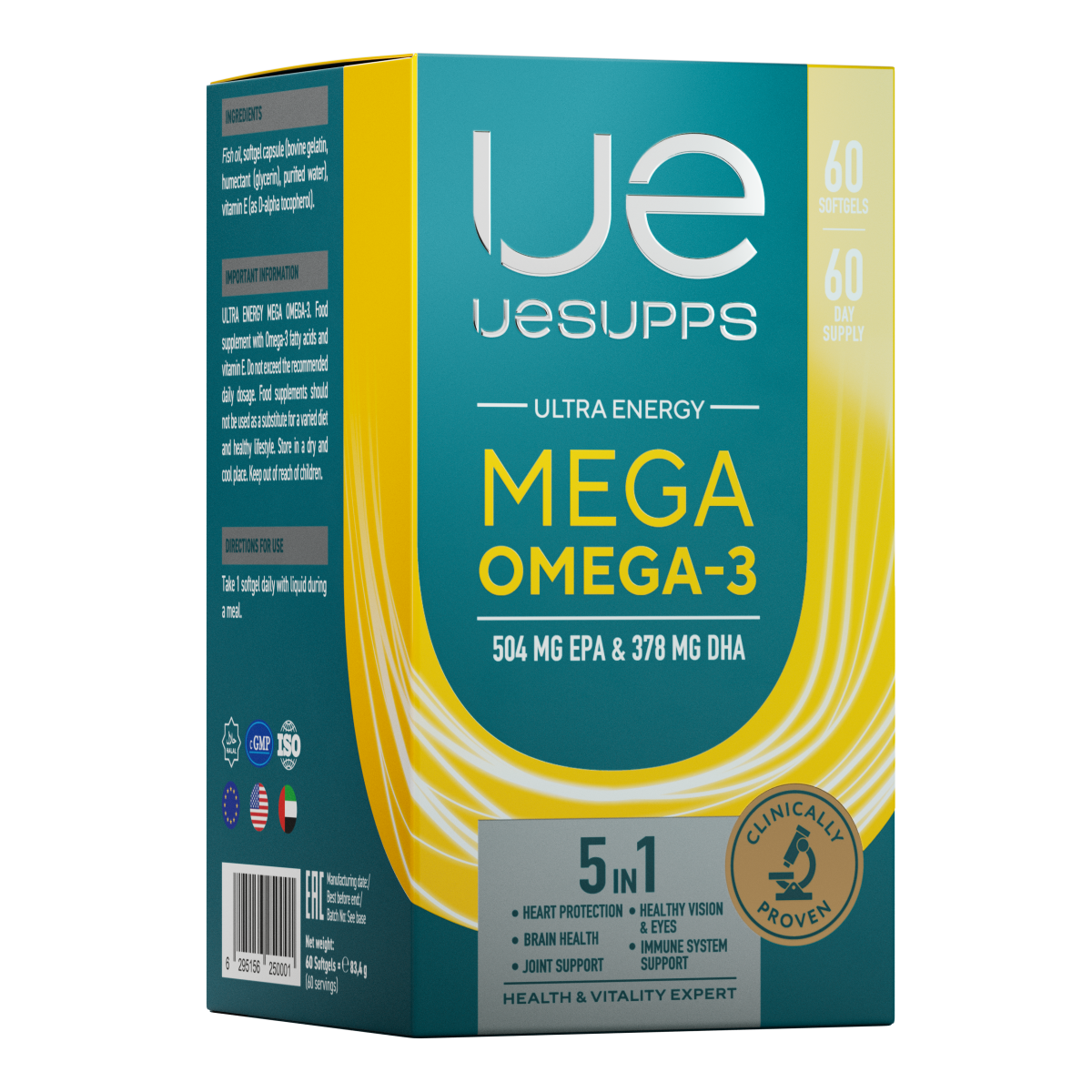 UESUPPS Ультра Энерджи Мега Премиум Омега-3 капс х60