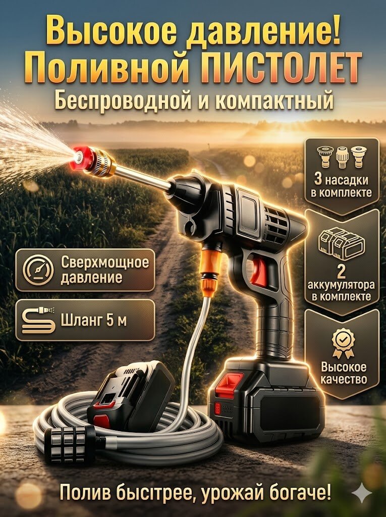 Насос аккумуляторный для полива из бочки, 48V