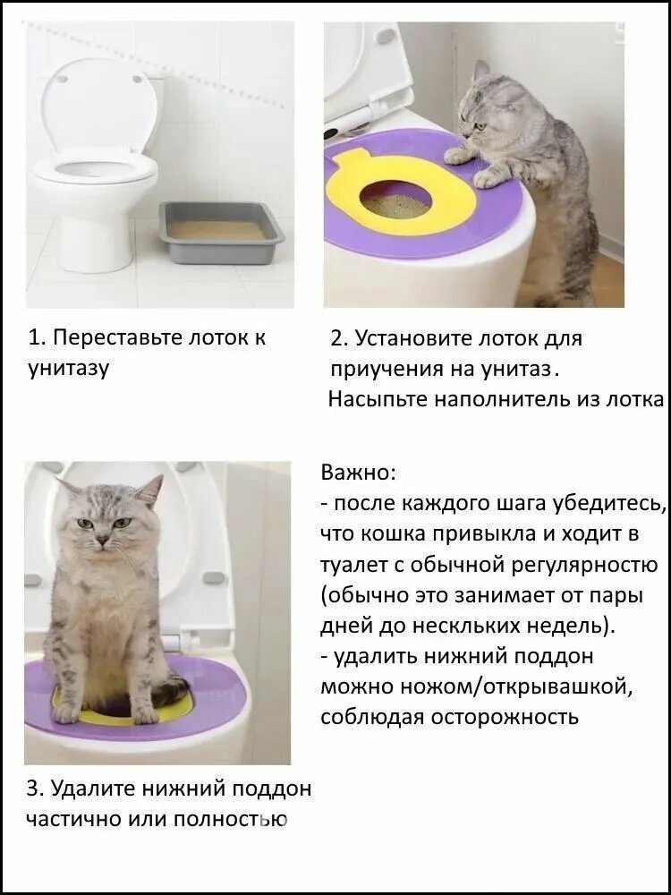 Система приучения кошек к унитазу, лоток на унитаз для кота