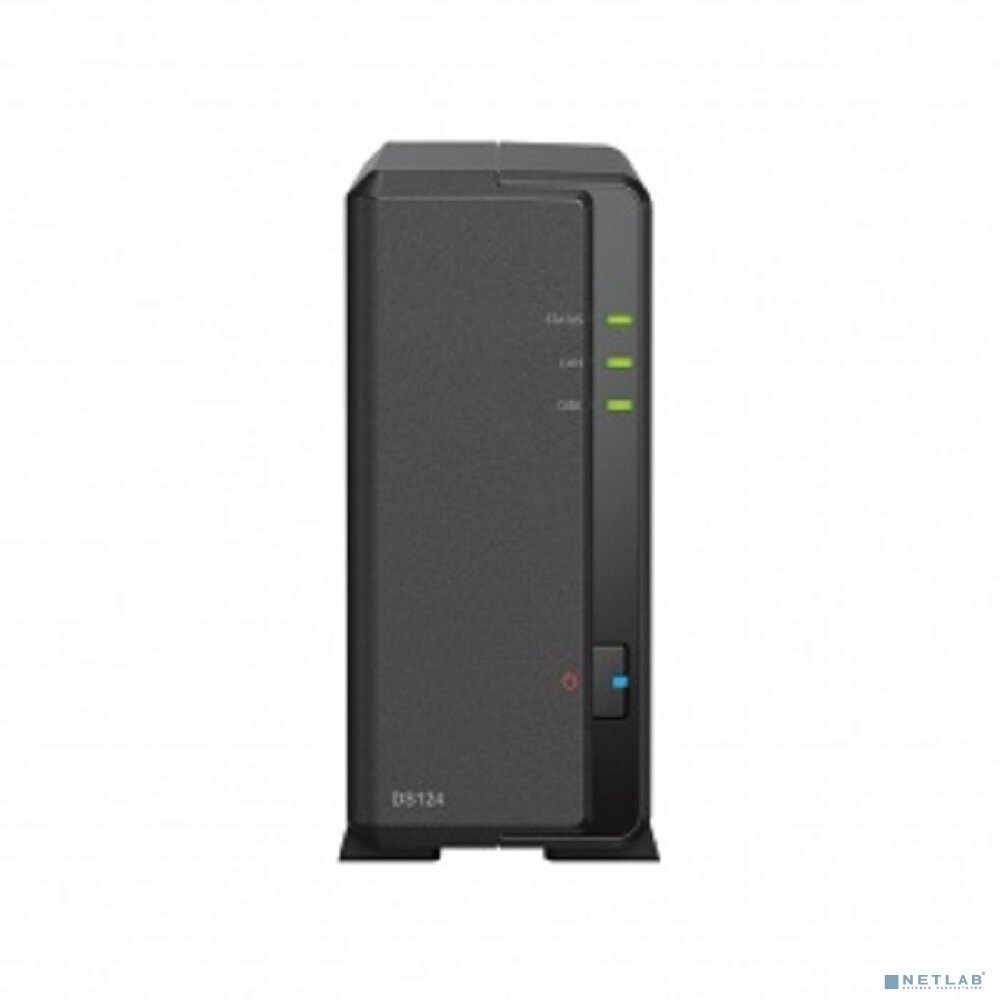 Synology DS124 Сетевое хранилище 1x 2.5" / 3.5", горячая замена, RAID modes: keine, 1x GB-LAN, Веб-сервер, 2x USB3.0, процессор: Quad Core 1.40 GHz, 1 GB ОЗУ вилка UK/HK 3-pin
