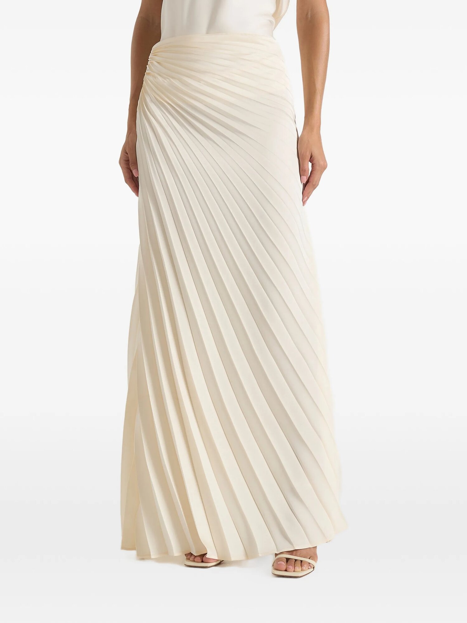 Юбка Fiona in ivory satin fan-pleat maxi skirt